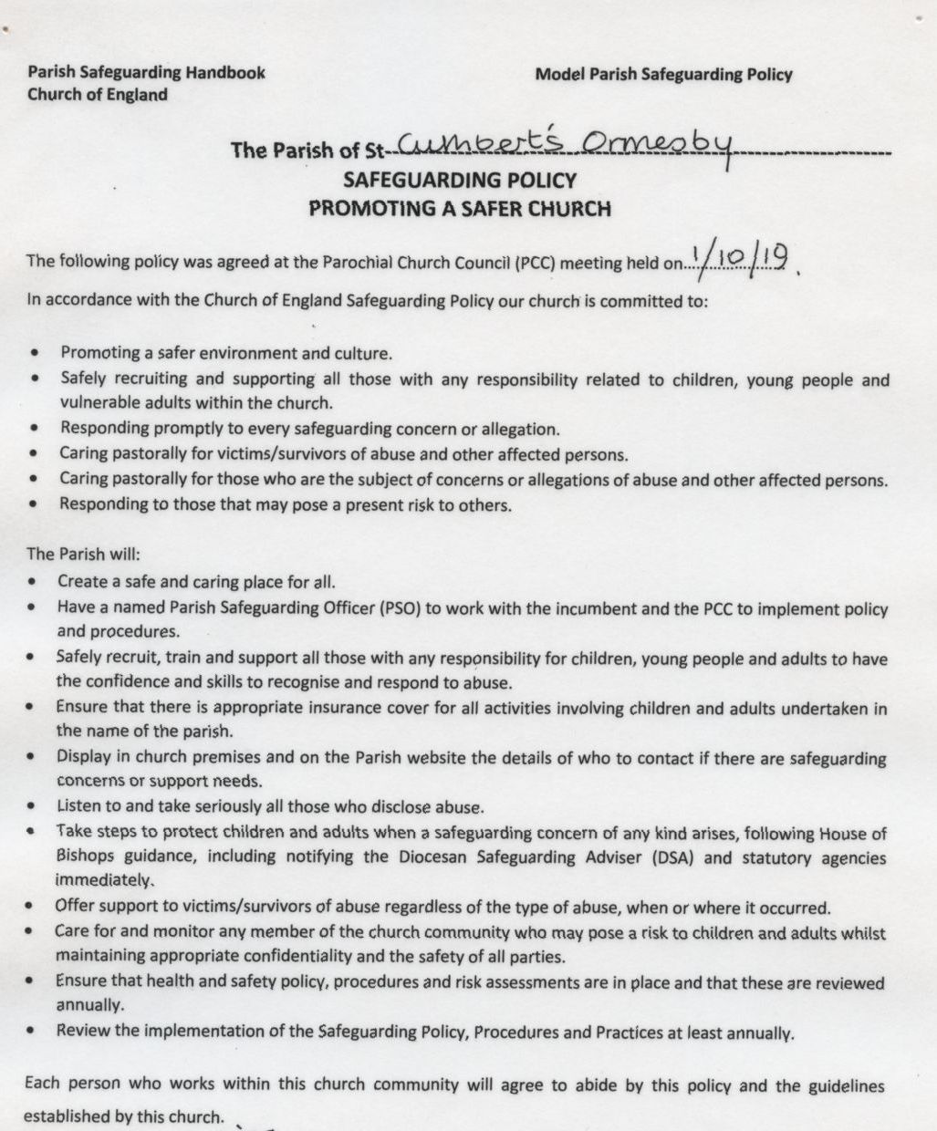 Safeguarding - St Cuthberts Church Ormesby